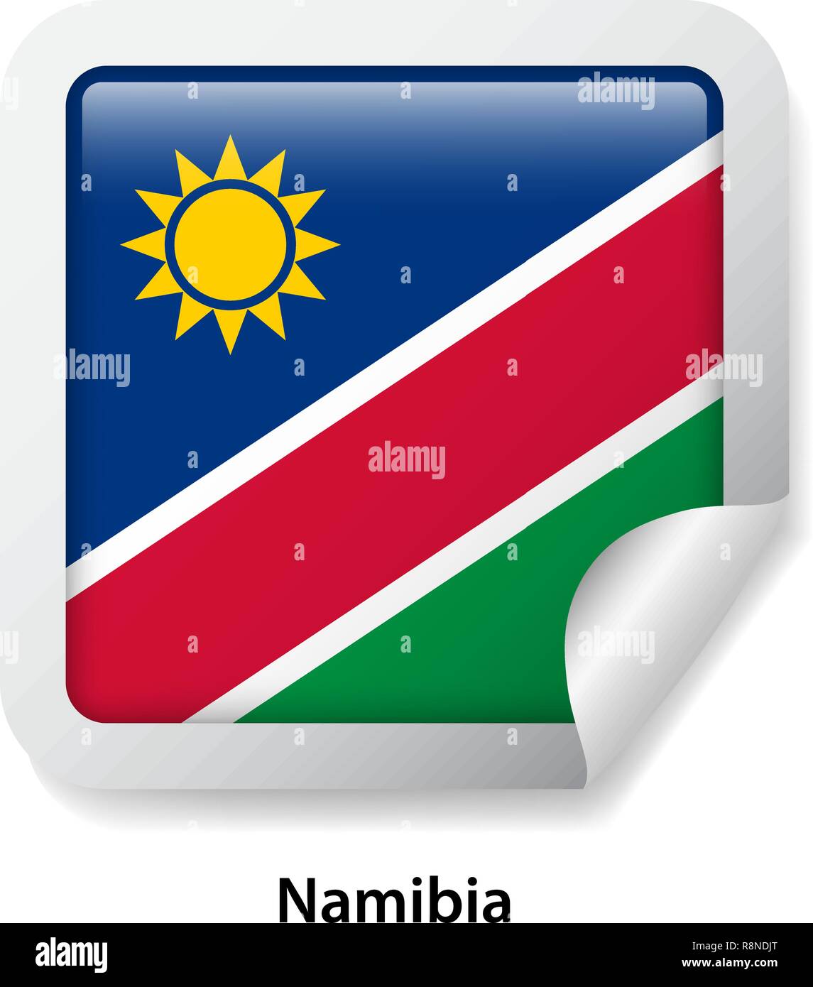 Flag of Namibia. Round glossy sticker Stock Vector Image & Art - Alamy