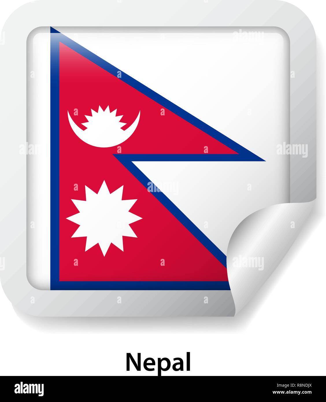 Flag of Nepal. Round glossy sticker Stock Vector Image & Art - Alamy