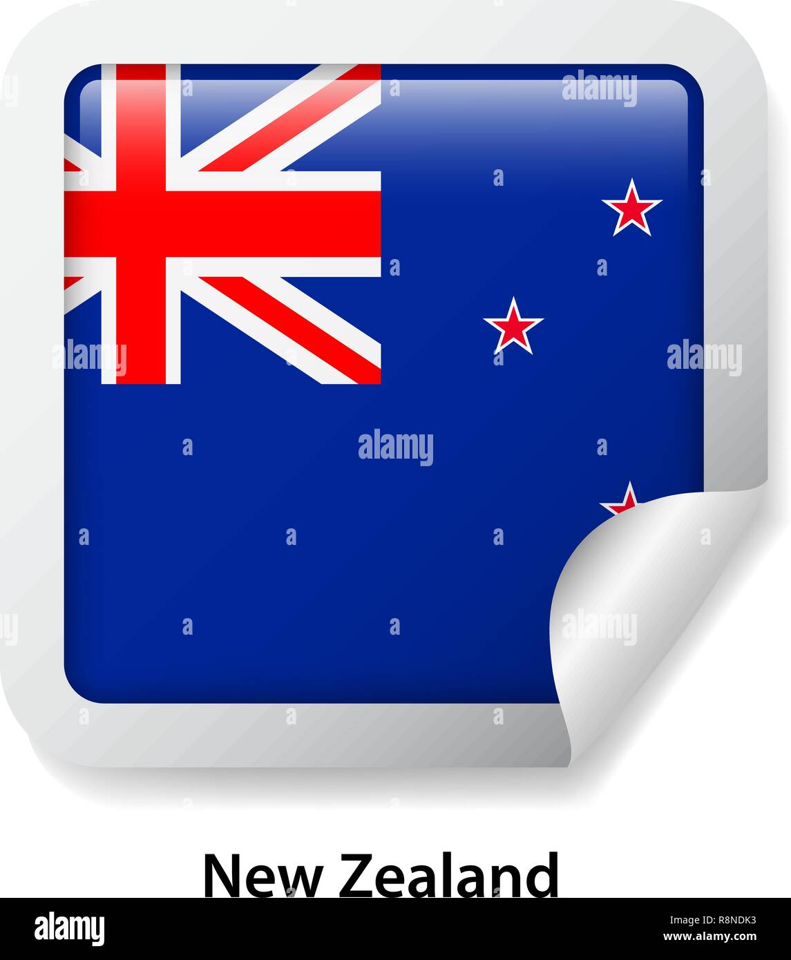 Flag of New Zealand. Round glossy sticker Stock Vector Image & Art - Alamy