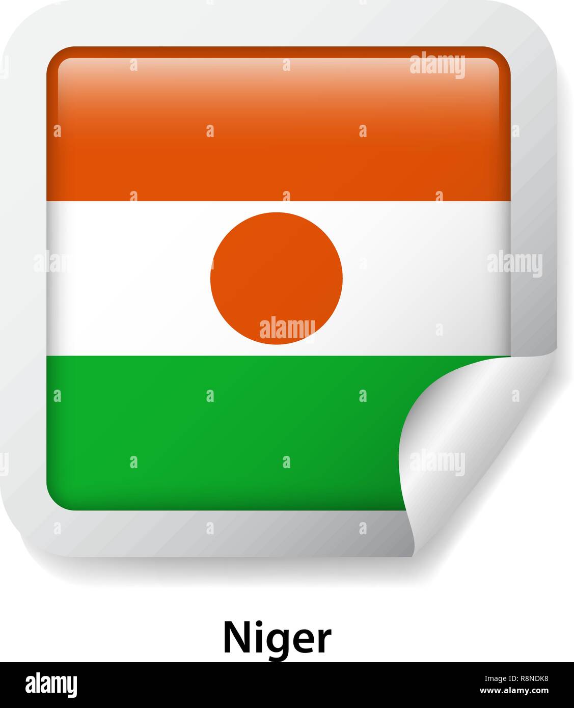 Flag of Niger. Round glossy sticker Stock Vector Image & Art - Alamy
