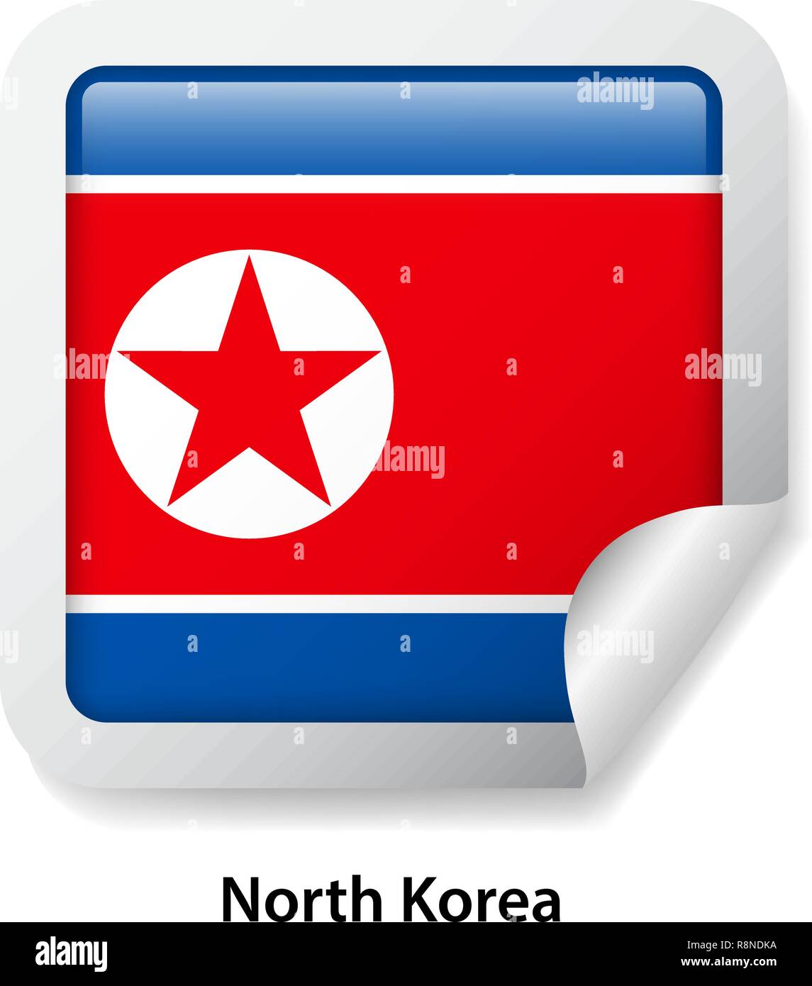 Flag of North Korea. Round glossy sticker Stock Vector Image & Art - Alamy