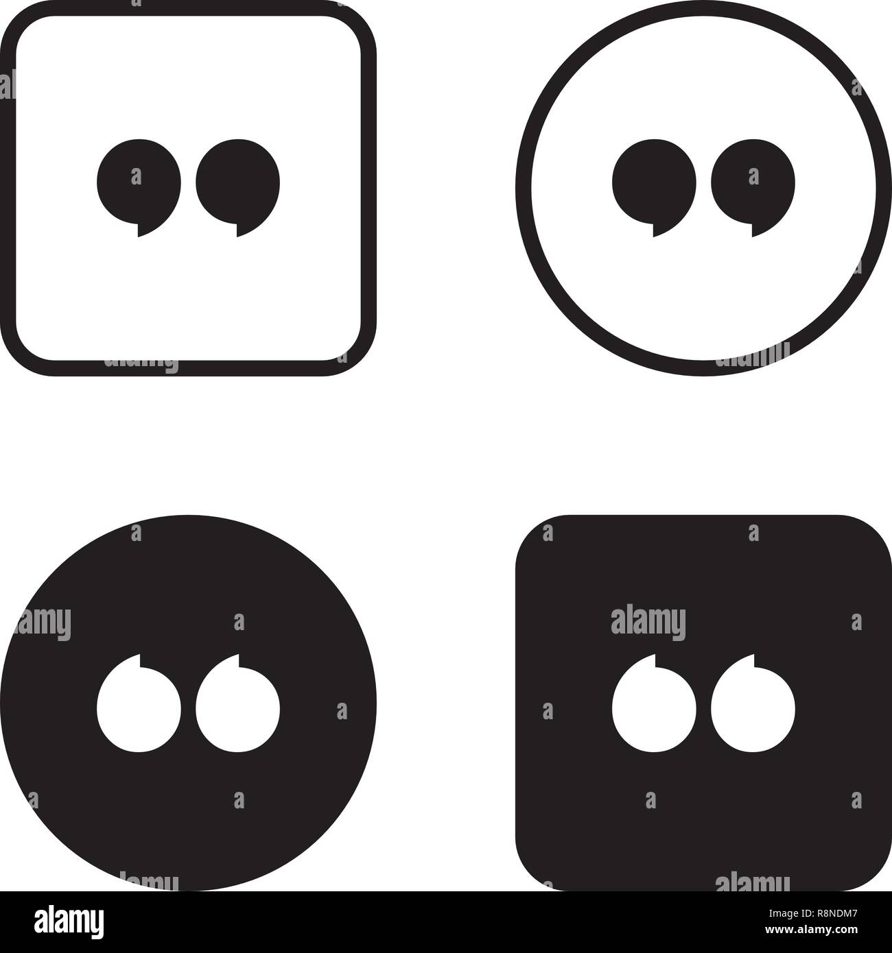 Quote symbol icon set. Quotation paragraph mark. Sign of double comma ...