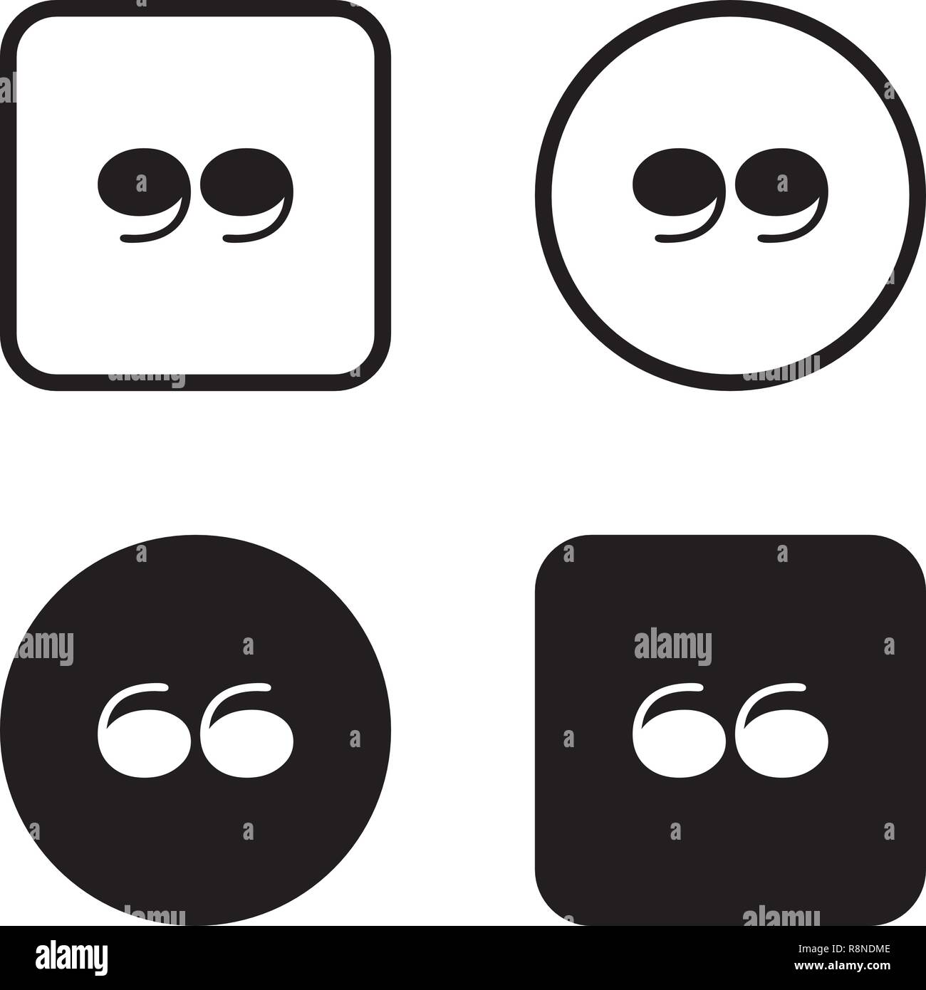 Quote symbol icon set. Quotation paragraph mark. Sign of double comma ...