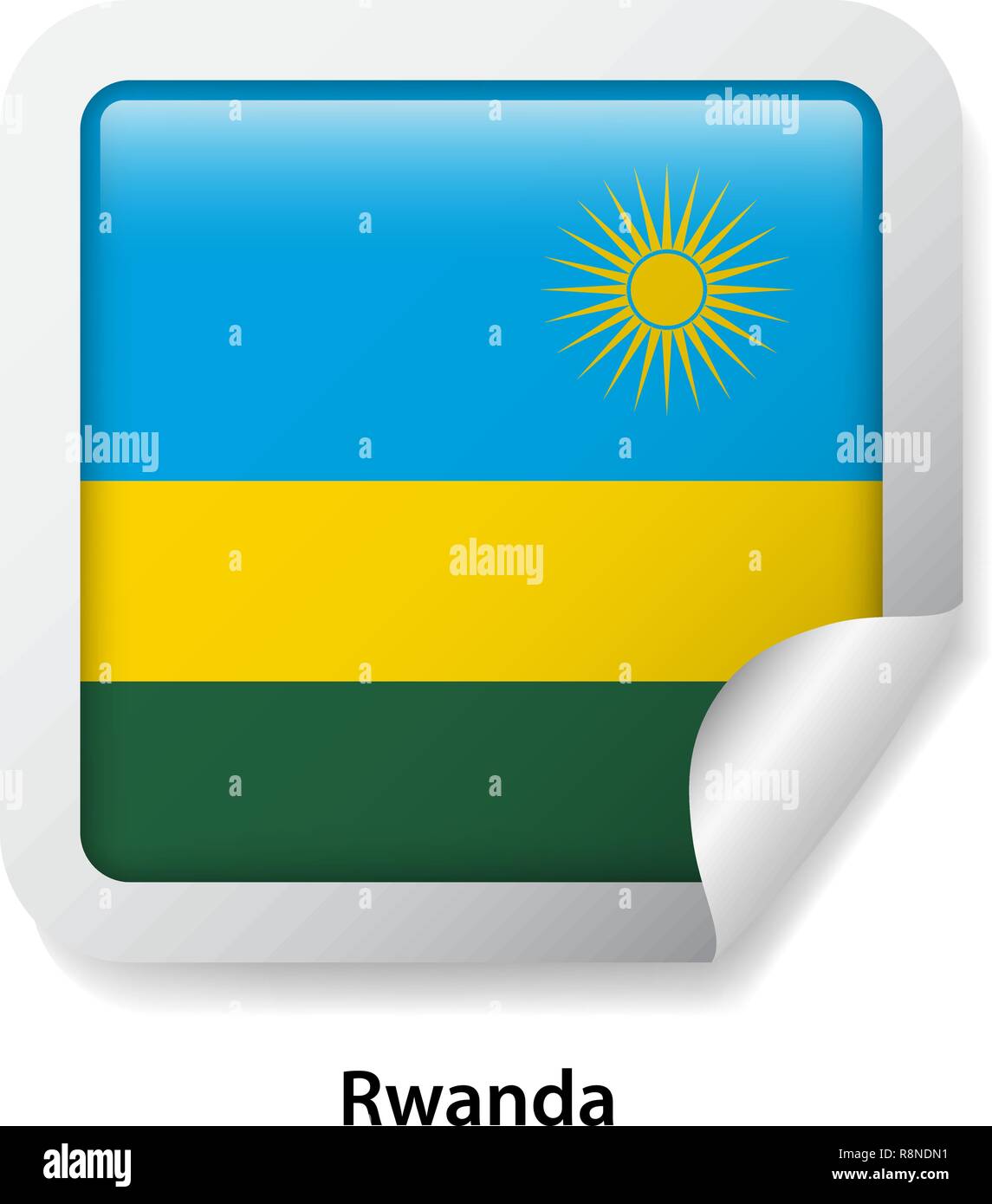 Flag of Rwanda. Round glossy badge sticker Stock Vector Image & Art - Alamy