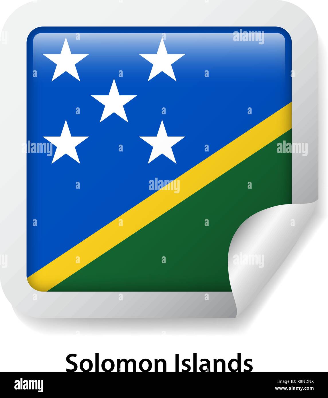 Flag of Solomon Islands. Round glossy badge sticker Stock Vector Image ...