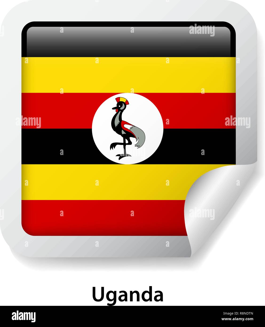 Flag of Uganda. Round glossy badge sticker Stock Vector Image & Art - Alamy