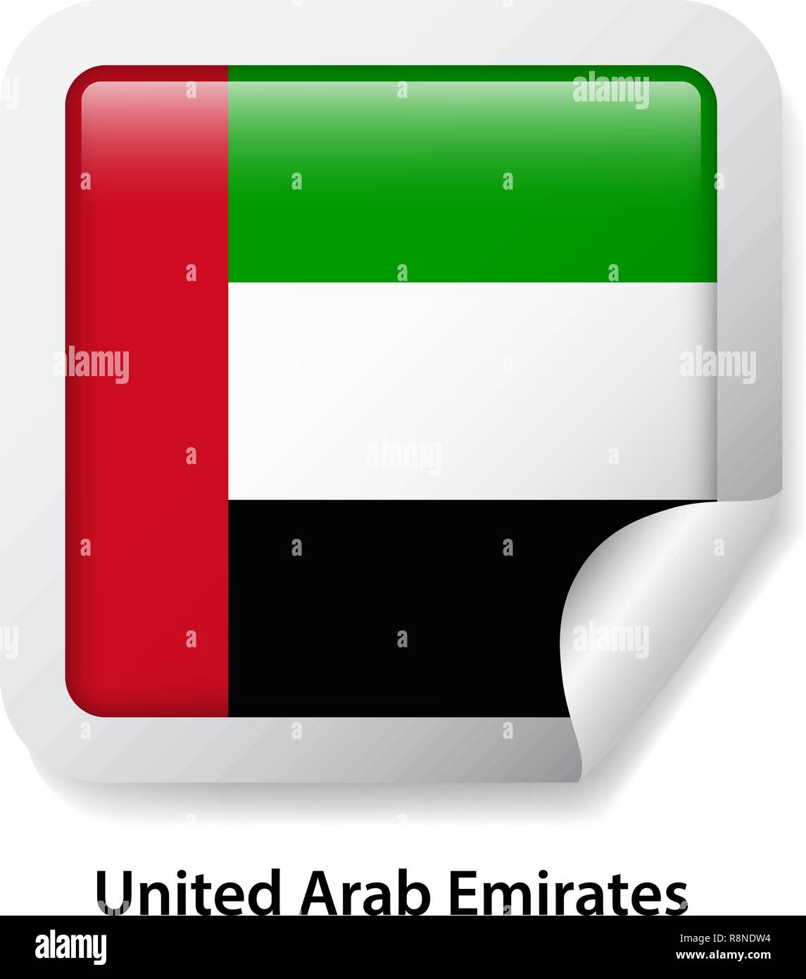 Flag of the United Arab Emirates. Round glossy UAE badge sticker Stock ...