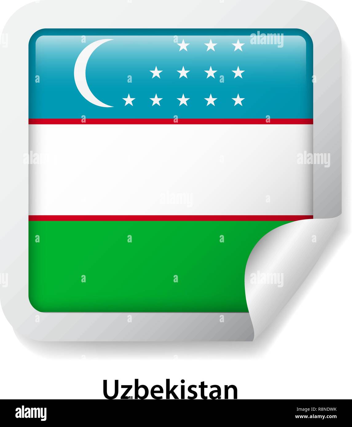 Flag of Uzbekistan. Round glossy badge sticker Stock Vector Image & Art ...