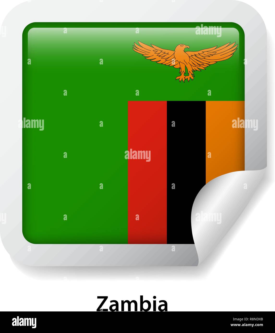 Flag of Zambia. Round glossy badge sticker Stock Vector Image & Art - Alamy