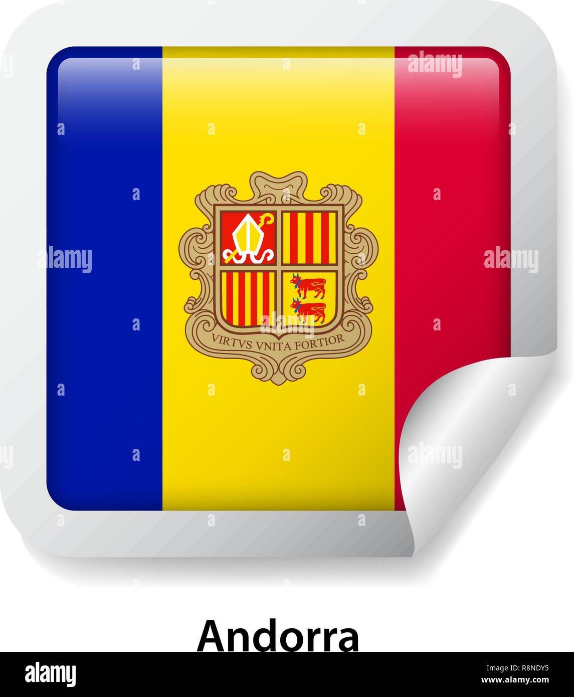 Flag of Andorra. Round glossy sticker Stock Vector Image & Art - Alamy