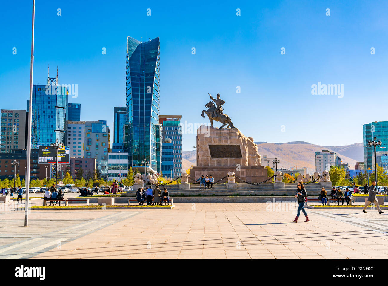 ULAANBAATAR, MONGOLIA - OCTOBER 3, 2018 : Sukhbaatar Square or Genghis ...