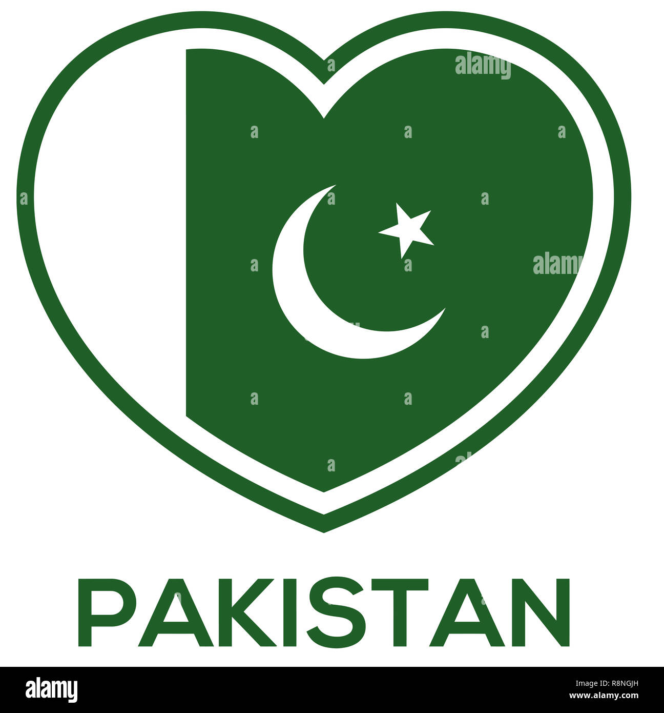 pakistan heart country flag love pride green illustration Stock Photo ...