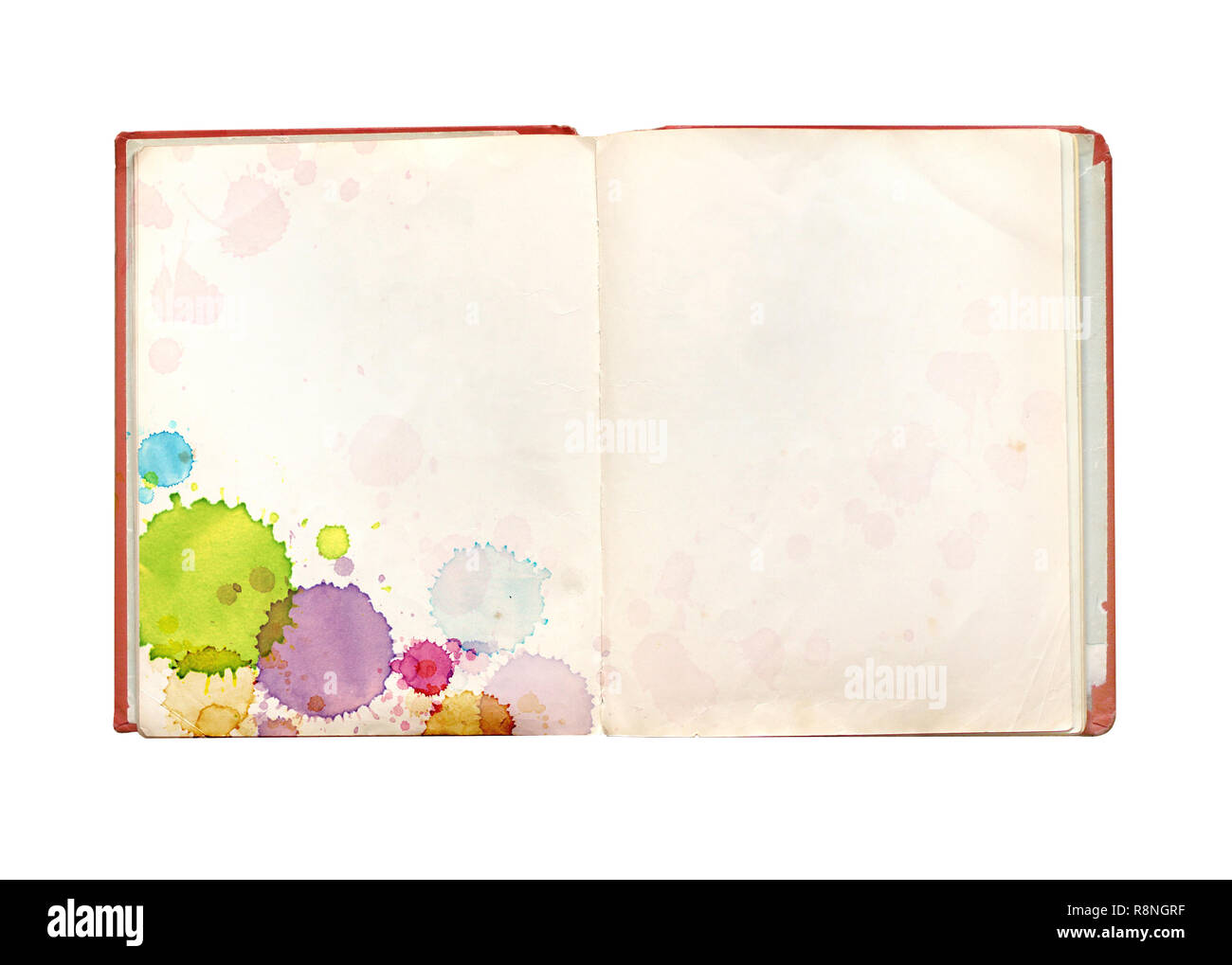 Old book with stains of paint. Isolated over white Stock Photo - Alamy