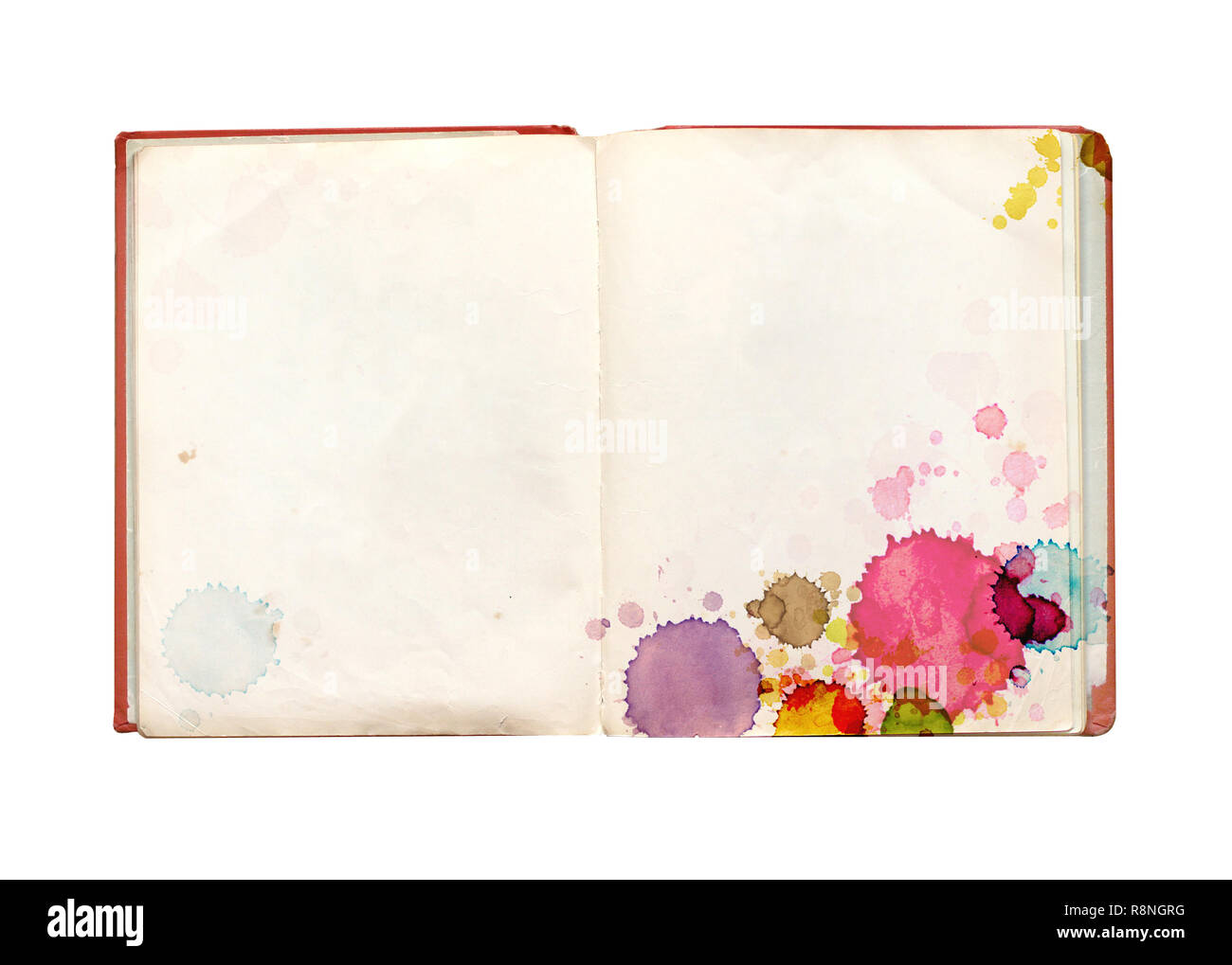 Old book with stains of paint. Isolated over white Stock Photo - Alamy