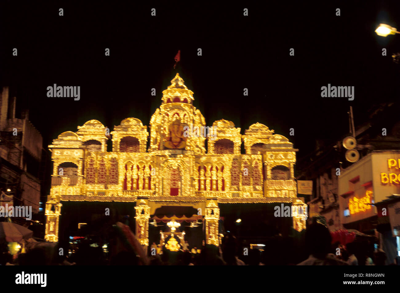 illuminated entrance of dagdu seth halwai Ganesh ganpati Festival, pune ...