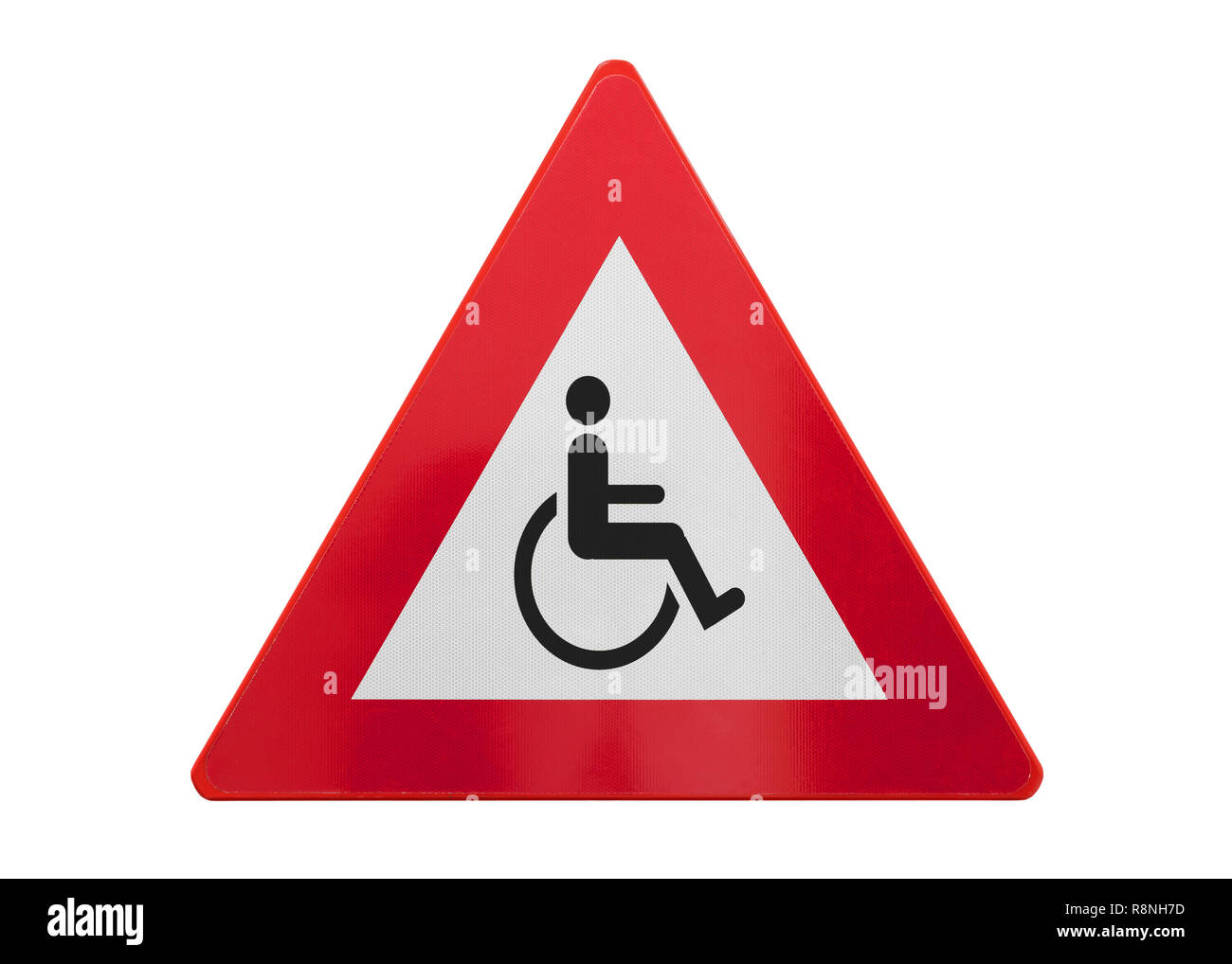 Traffic sign isolated - Man in wheelchair - On white Stock Photo - Alamy