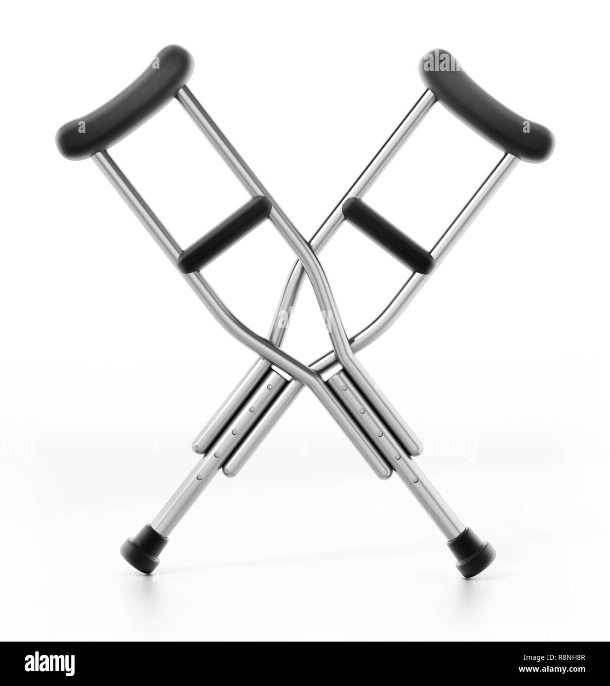 Crutches isolated on white background. 3D illustration Stock Photo - Alamy