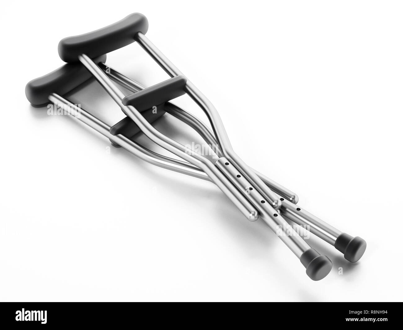 Crutches isolated on white background. 3D illustration Stock Photo - Alamy