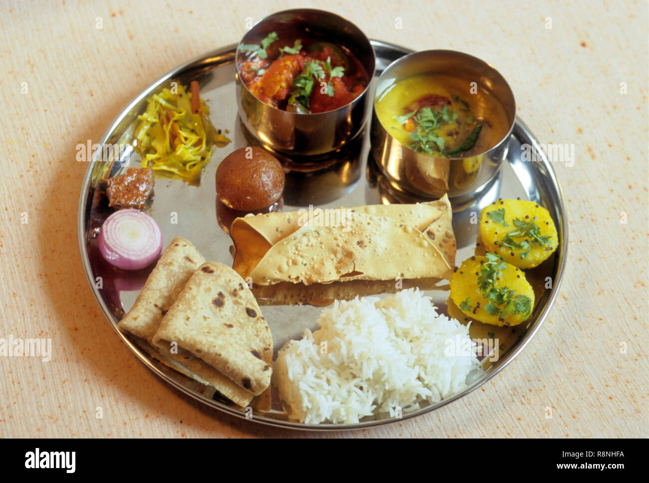 Vegetarian Thali served Stock Photo - Alamy