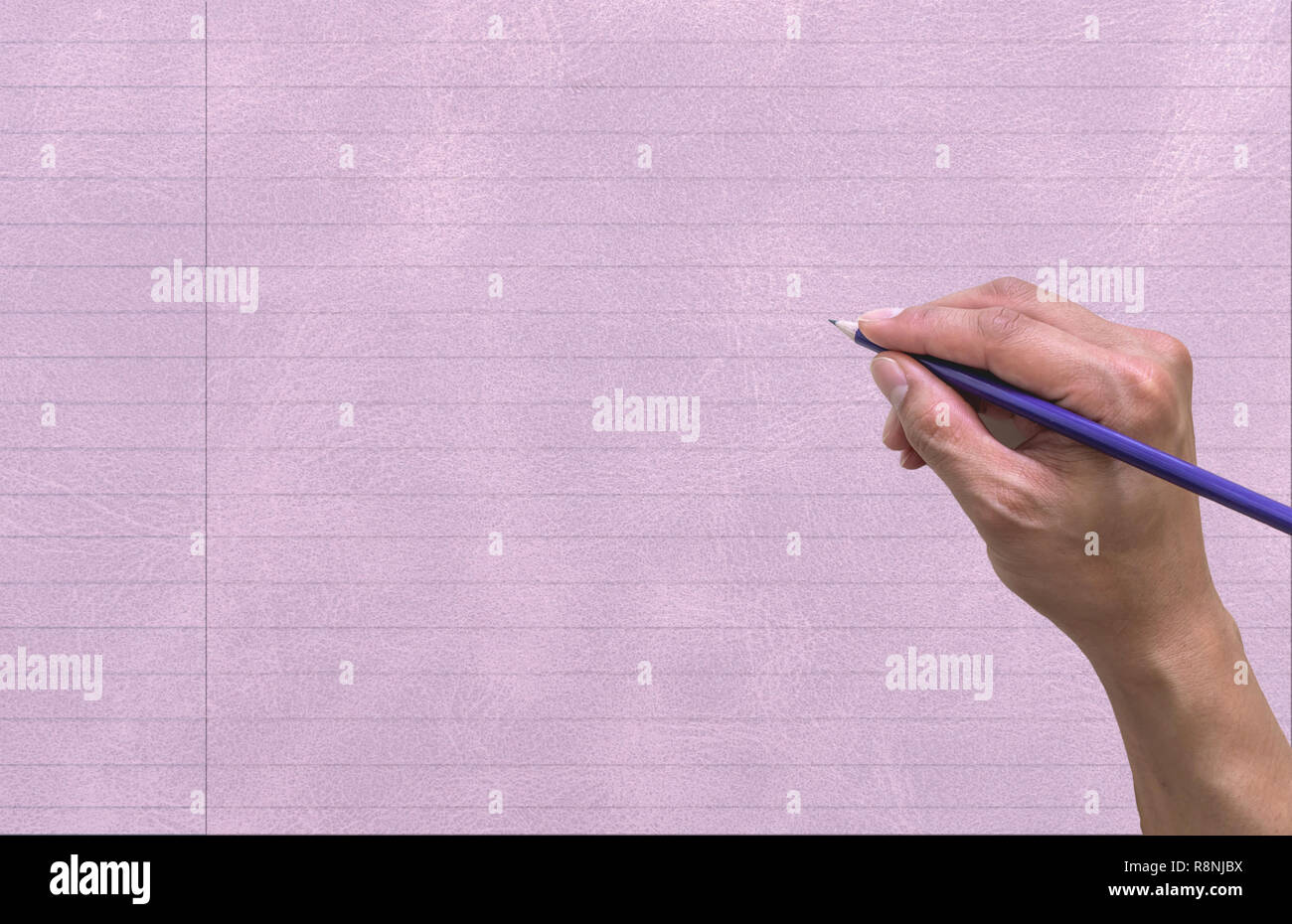 Hand writing with pencil on Paper Notebook background Stock Photo - Alamy