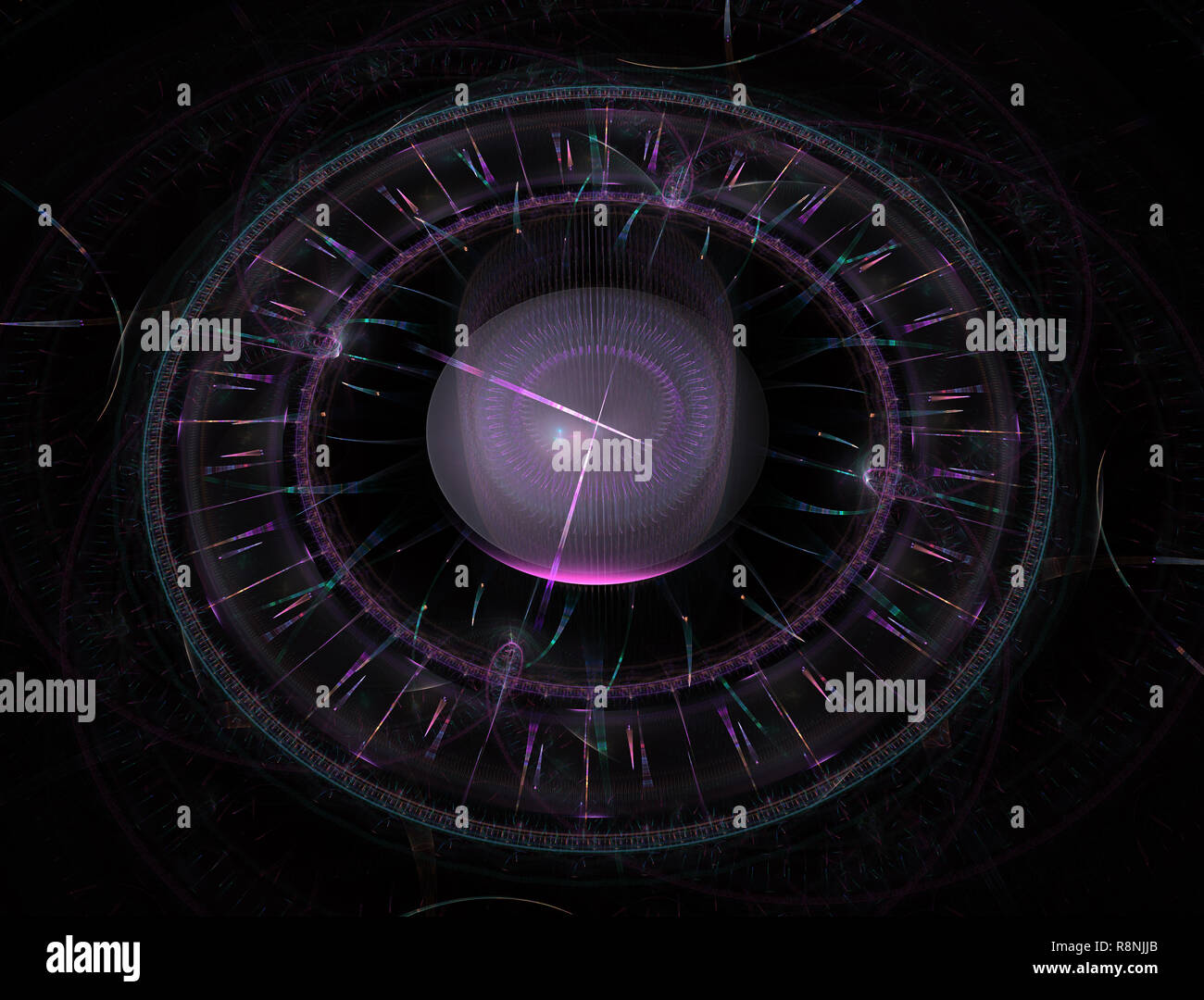 Watch 3D digital fractal design. Vintage time clock series. Design ...