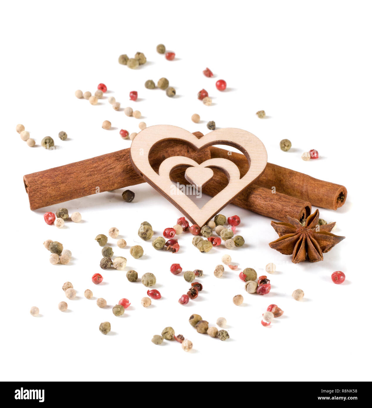 spices with heart isolated on white background Stock Photo - Alamy