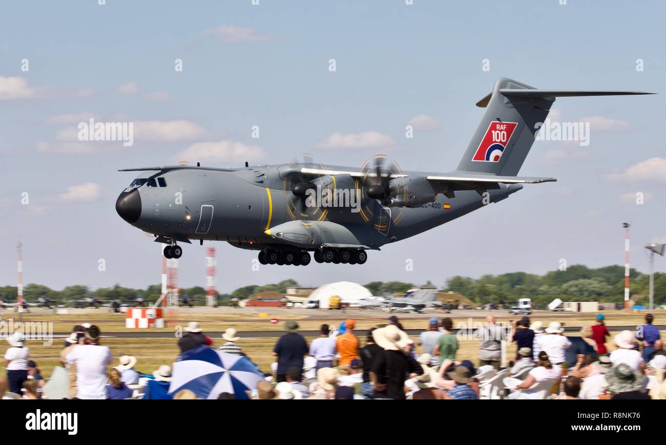 RAF demonstrating the A400M Atlas in front of spectators in the ...