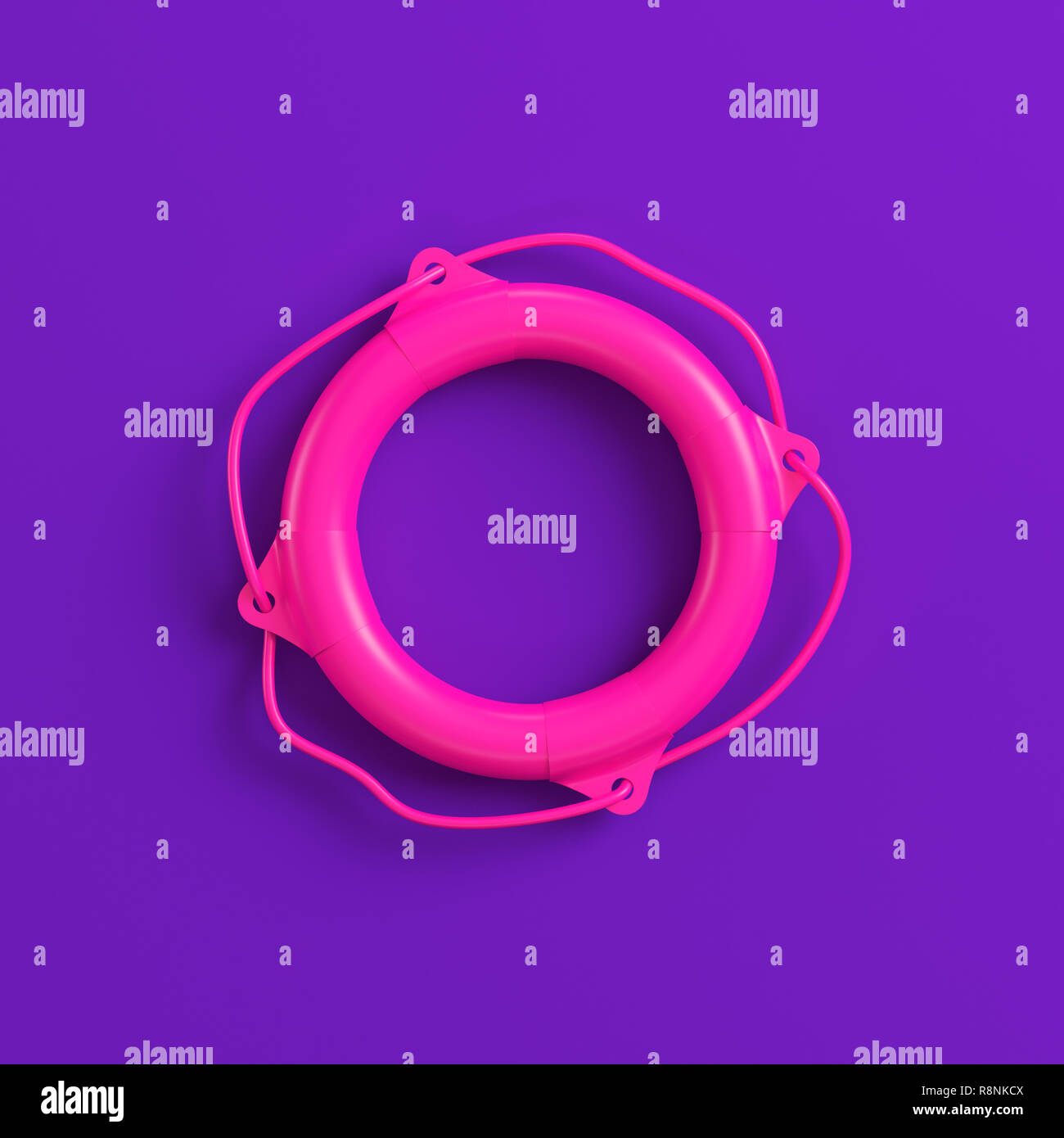 Pink lifebuoy on purple background. Minimalism concept. 3d render Stock ...