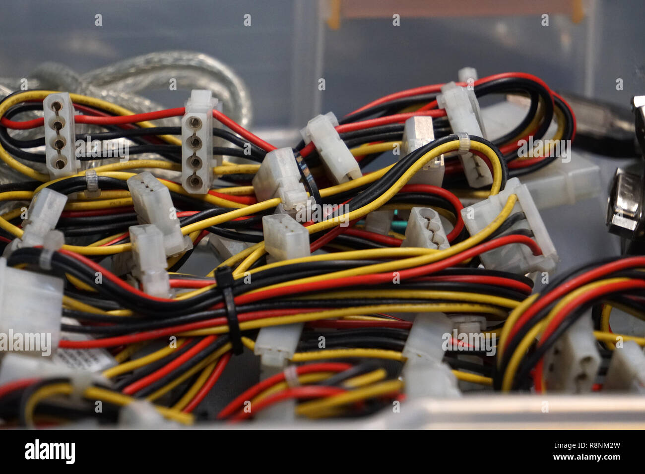 old personal computers pc components and cables Stock Photo - Alamy