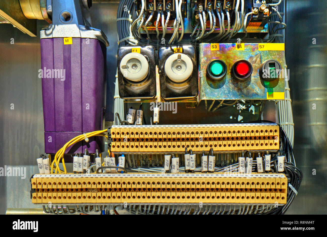 Inside view of electrical control cubicle of high voltage disconnector ...