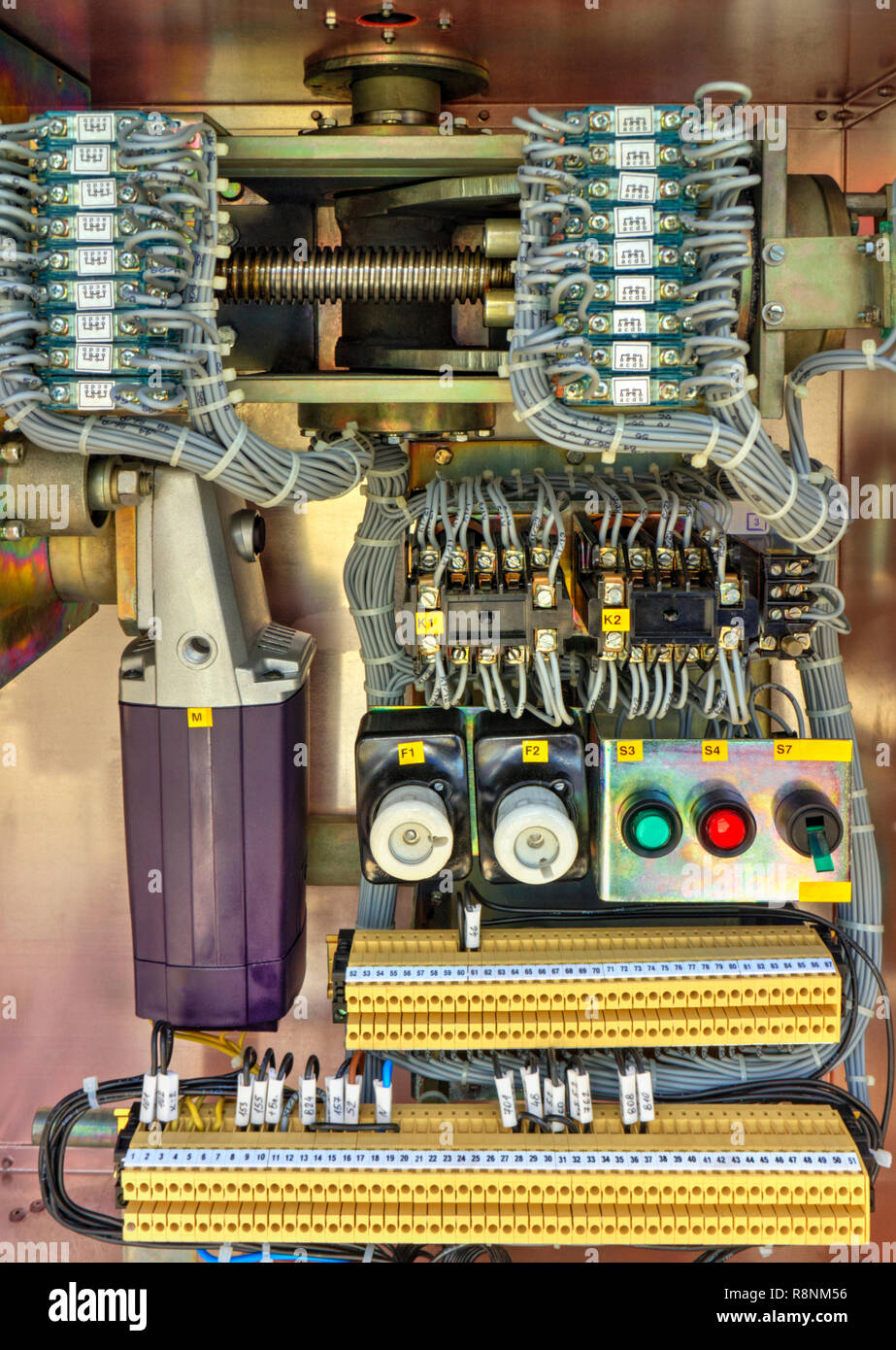 Inside view of electrical control cubicle of high voltage disconnector ...