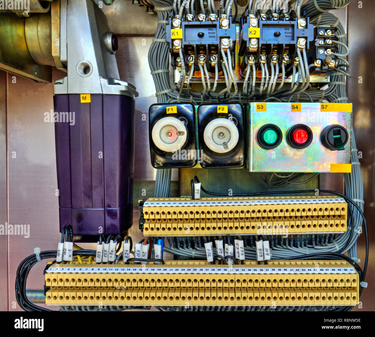 Inside view of electrical control cubicle of high voltage disconnector ...