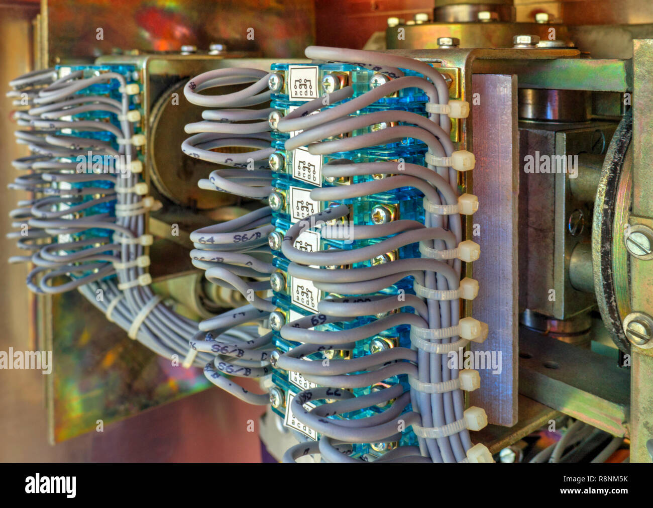 Inside view of electrical control cubicle of high voltage disconnector ...