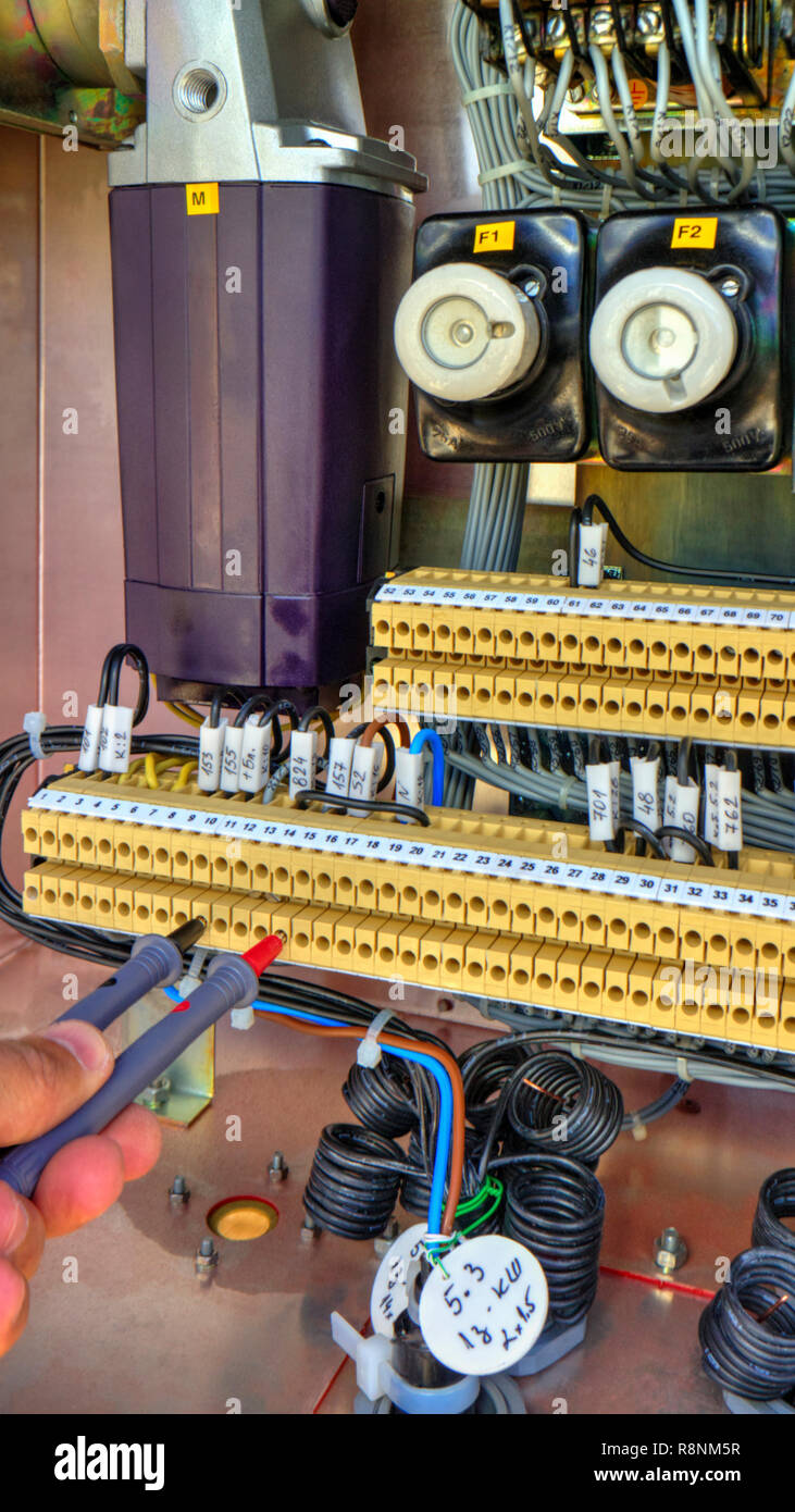 Inside view of control cubicle of high voltage disconnector Stock Photo ...