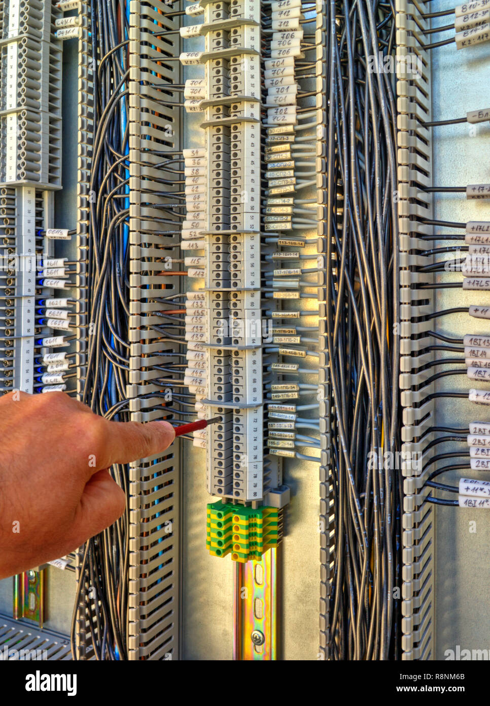 Control panel with terminals and wires inside view Stock Photo - Alamy