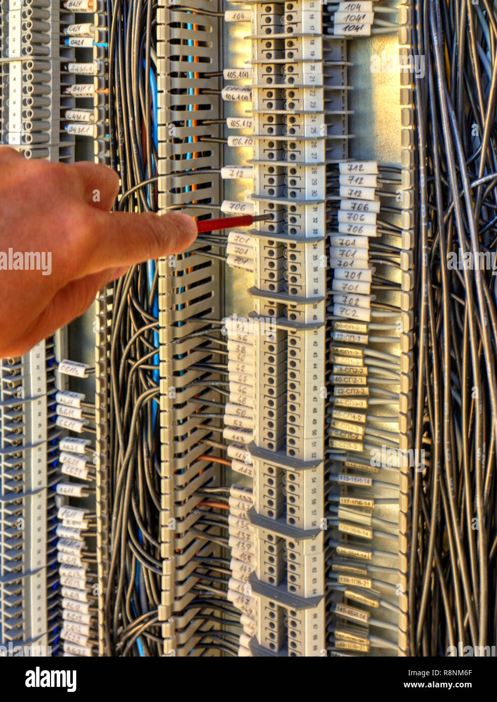 Control panel with terminals and wires inside view Stock Photo - Alamy