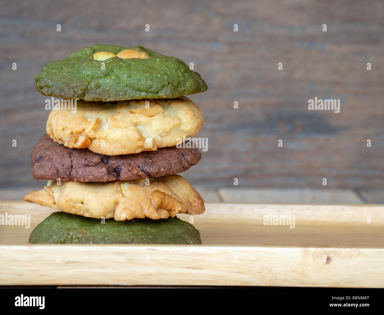 Multiple color cookies inclusive peanut butter, green tea cookies, and ...