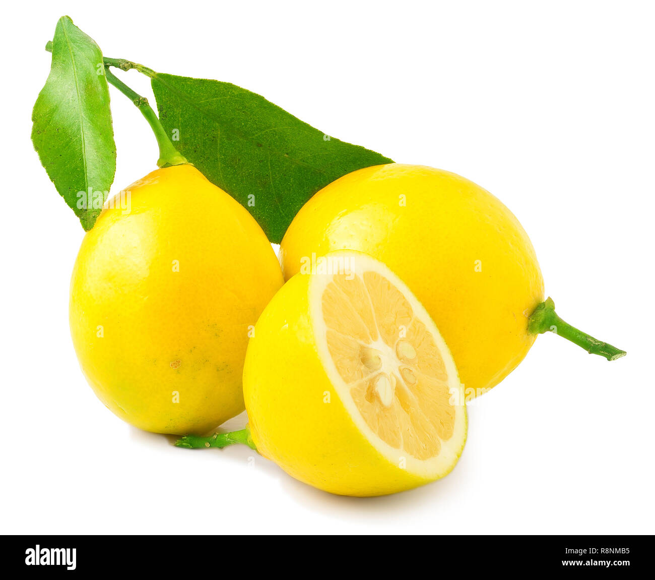 Two lemons with leaf Stock Photo - Alamy