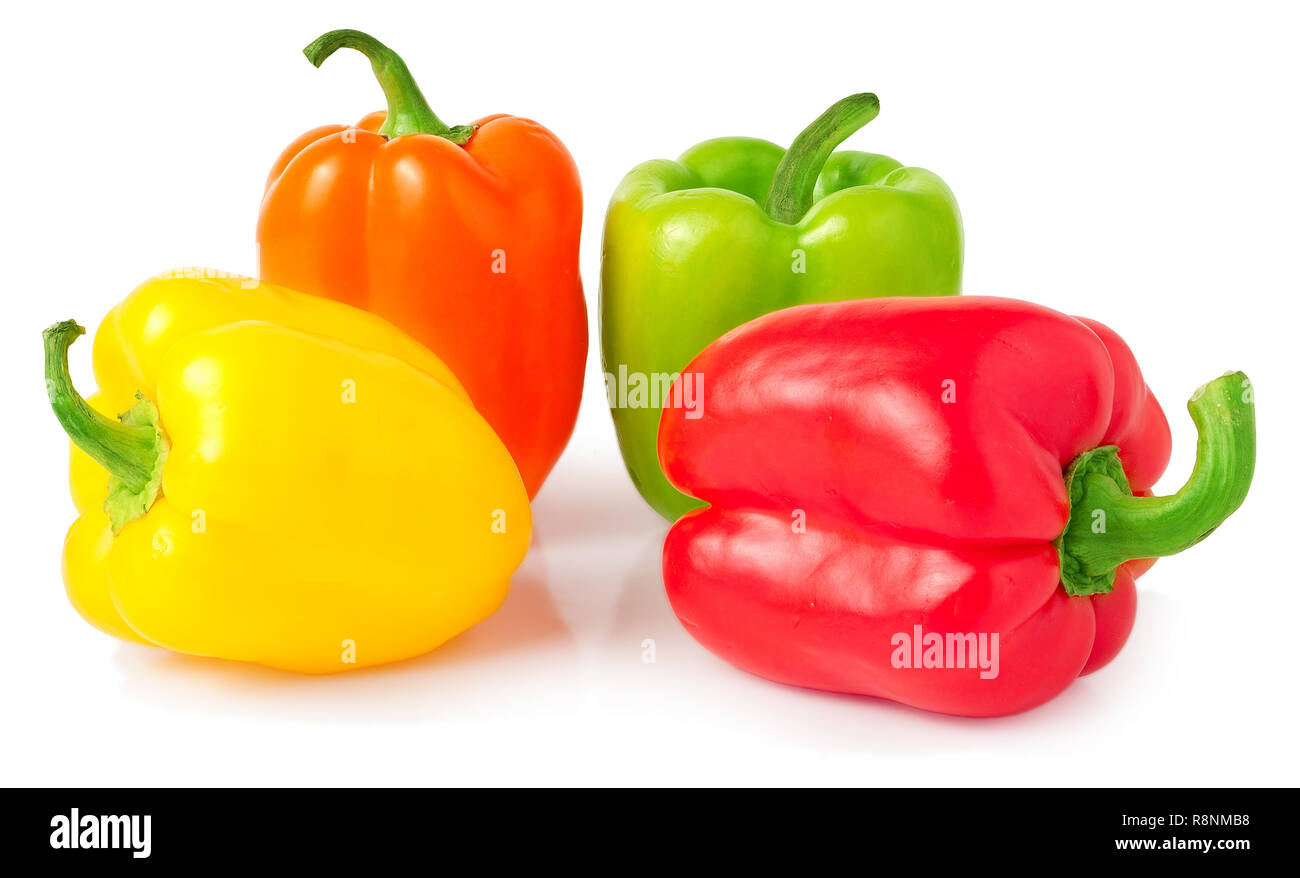 Colored paprika pepper isolated on a white background Stock Photo - Alamy