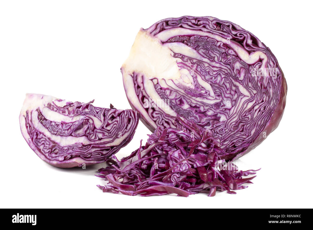 sliced red cabbage isolated on white background Stock Photo - Alamy