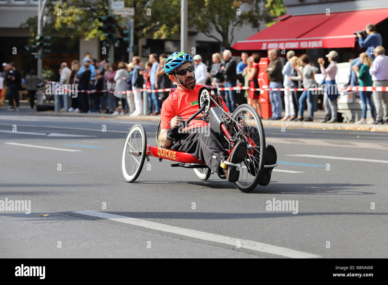 Berlin, Berlin/Germany, September 16, 2018. Participating hand bikers ...