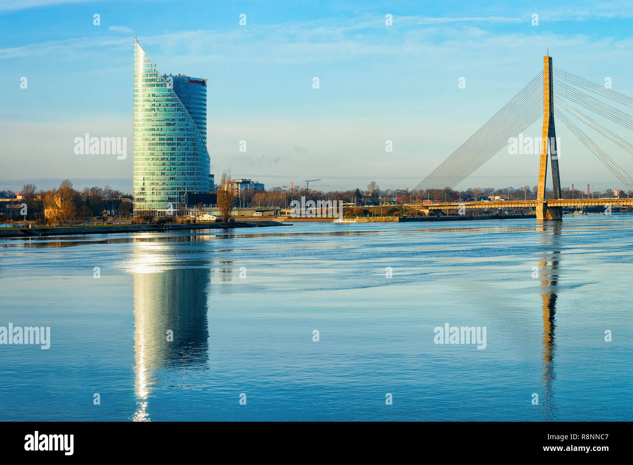 Riga, Latvia - December 27, 2017: Modern Swedbank office business ...