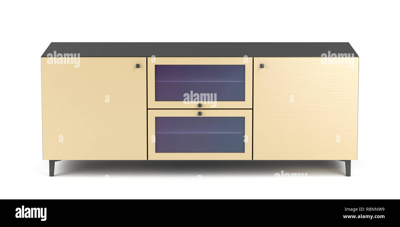 Modern tv stand on white background Stock Photo - Alamy