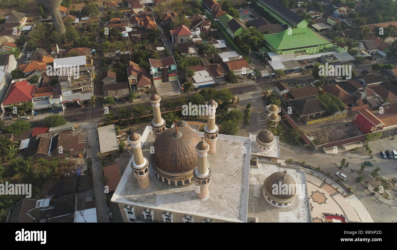 beautiful mosque with minarets on island Java Indonesia. aerial view ...