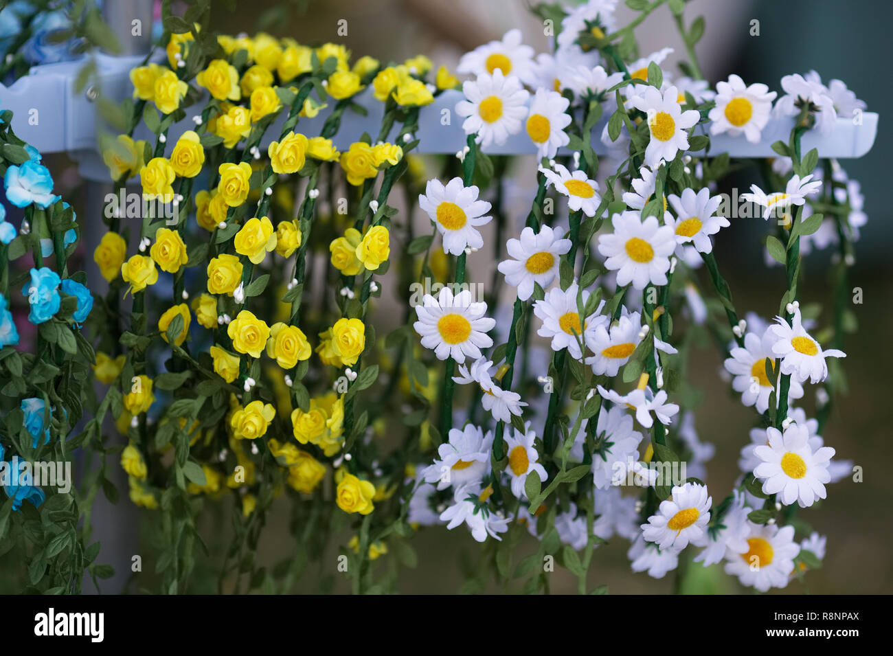 artificial floral head garlands Stock Photo - Alamy