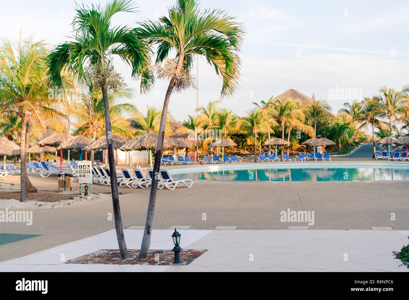 Beautiful luxury landscape around pool in hotel resort Stock Photo - Alamy