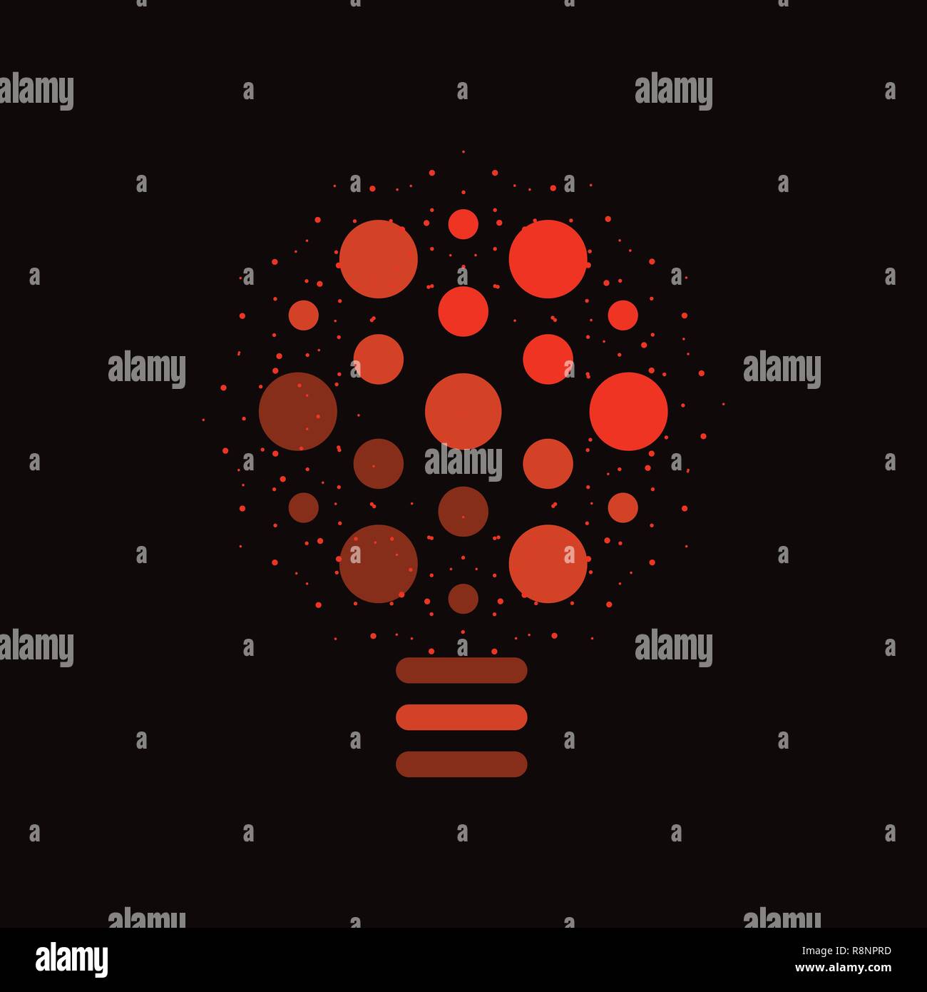 Idea symbol. Red creative logo on black background. Abstract lamp icon ...
