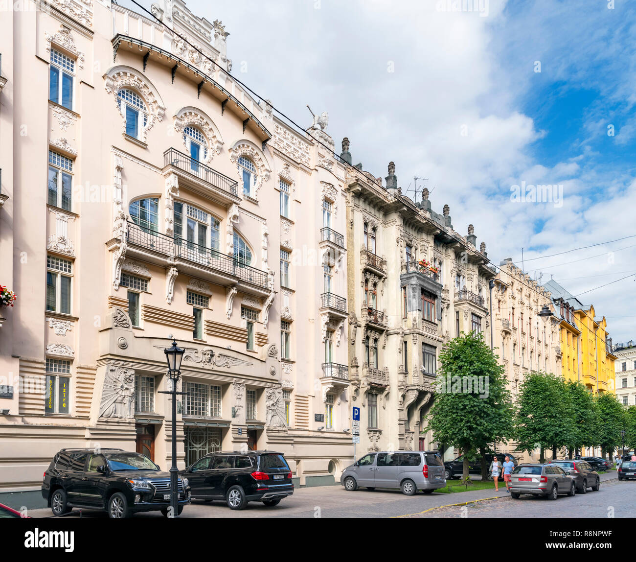 Art Nouveau buildings on Alberta Iela in Centrs (Central Riga), Riga ...