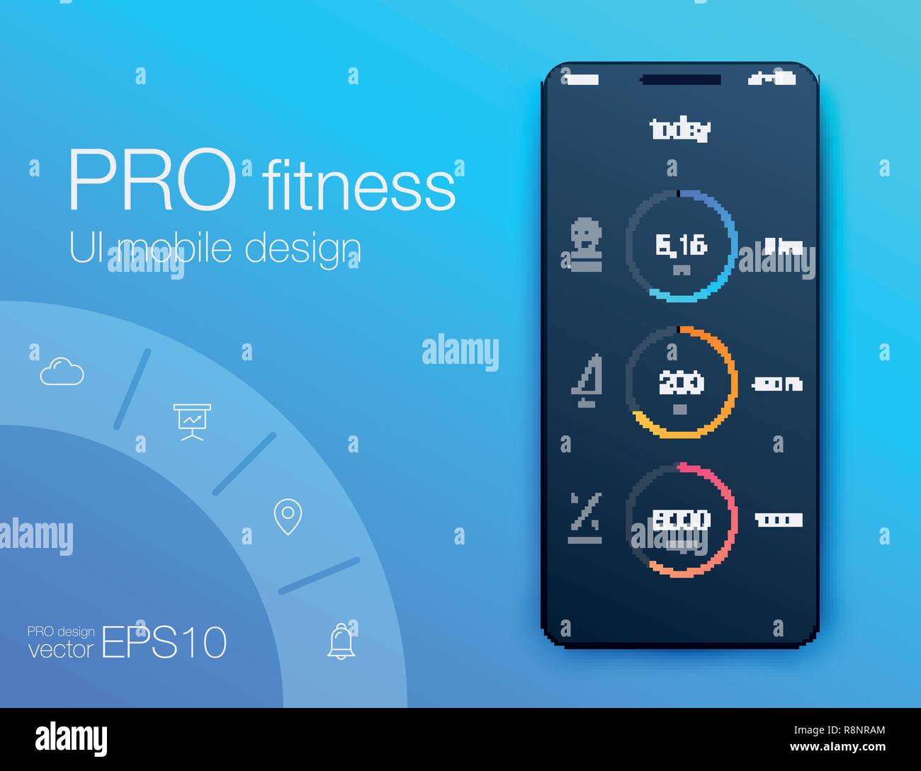 Fitness app. Ui ux design. UI design concept with web elements Stock ...