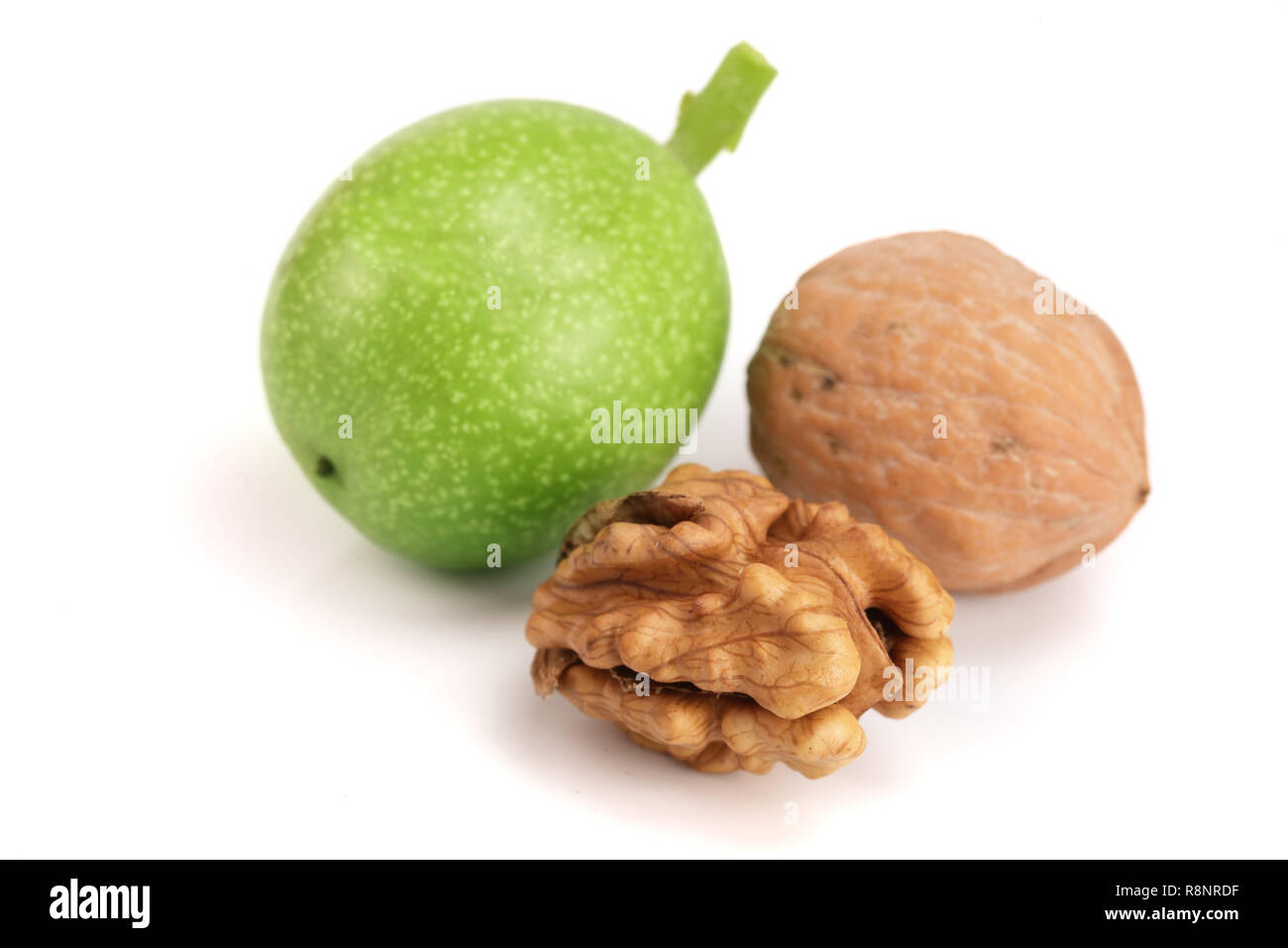 fresh walnuts in peel isolated on white background Stock Photo - Alamy